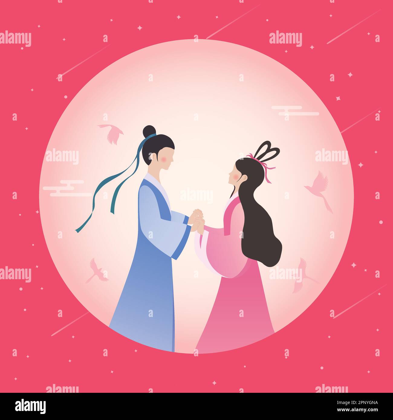 Chinese Traditional Valentines Day Qixi Festival Illustration Stock