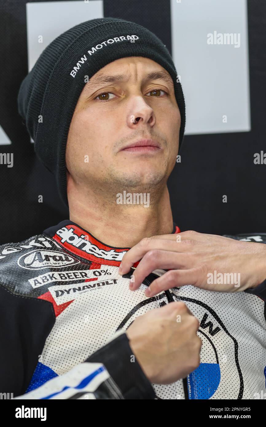 ASSEN - Michael van der Mark (NED) in the pit box during free practice ...