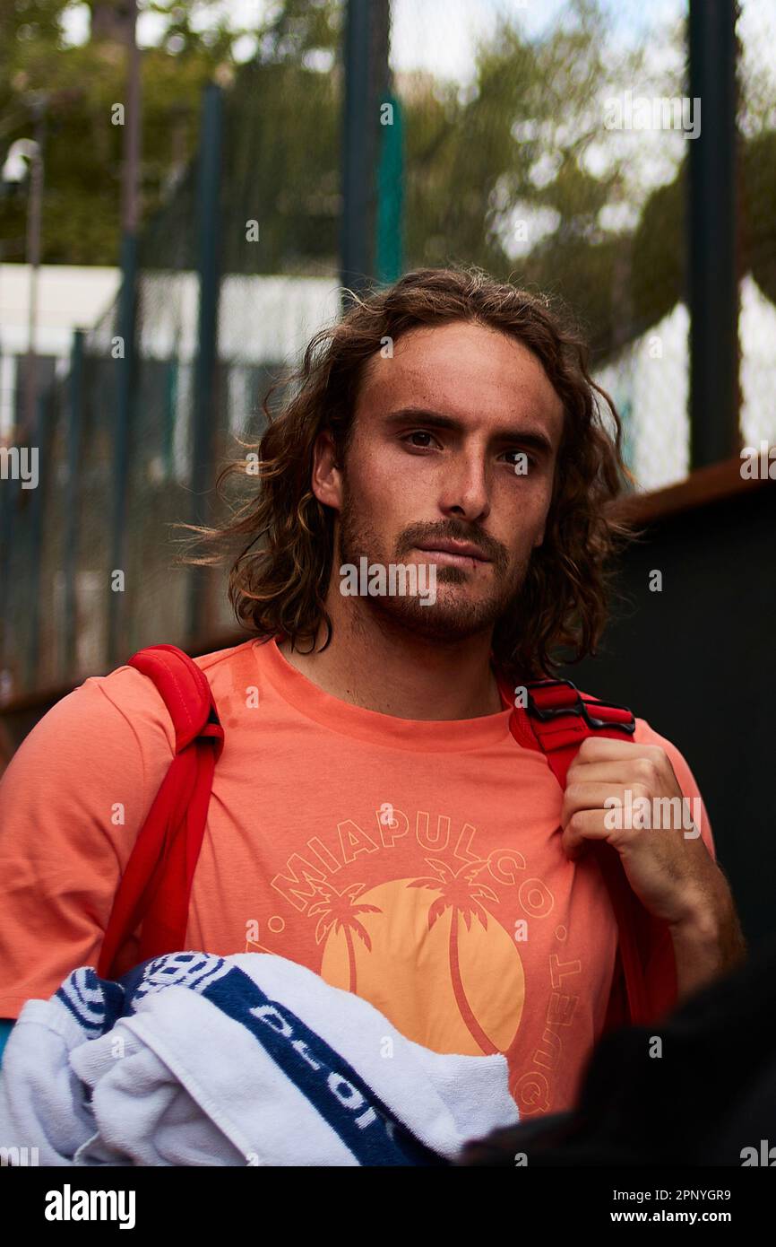 BARCELONA, SPAIN - APRIL 20: Stefanos Tsitsipas training session during ...