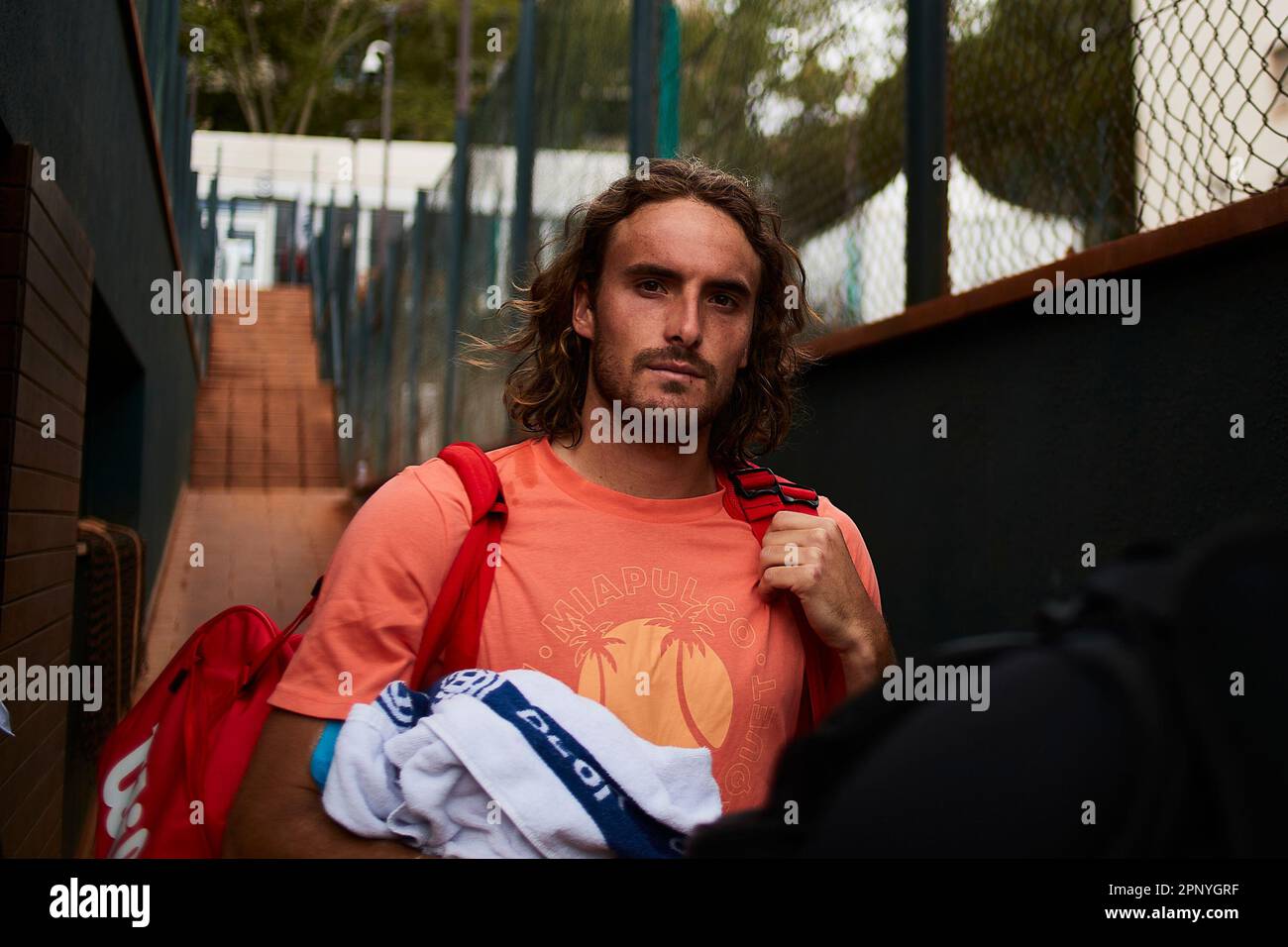 BARCELONA, SPAIN - APRIL 20: Stefanos Tsitsipas training session during ...