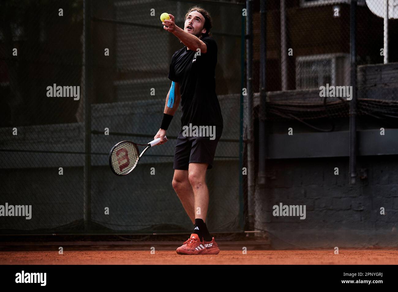 BARCELONA, SPAIN - APRIL 20: Stefanos Tsitsipas training session during ...