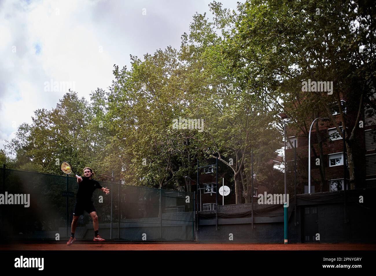 BARCELONA, SPAIN - APRIL 20: Stefanos Tsitsipas training session during ...