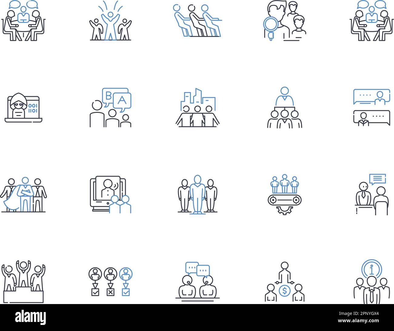 Labor energy line icons collection. Work, Fatigue, Strength, Endurance ...