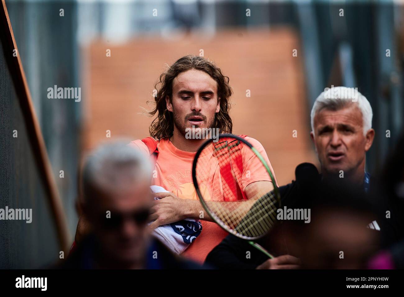 BARCELONA, SPAIN - APRIL 20: Stefanos Tsitsipas training session during ...