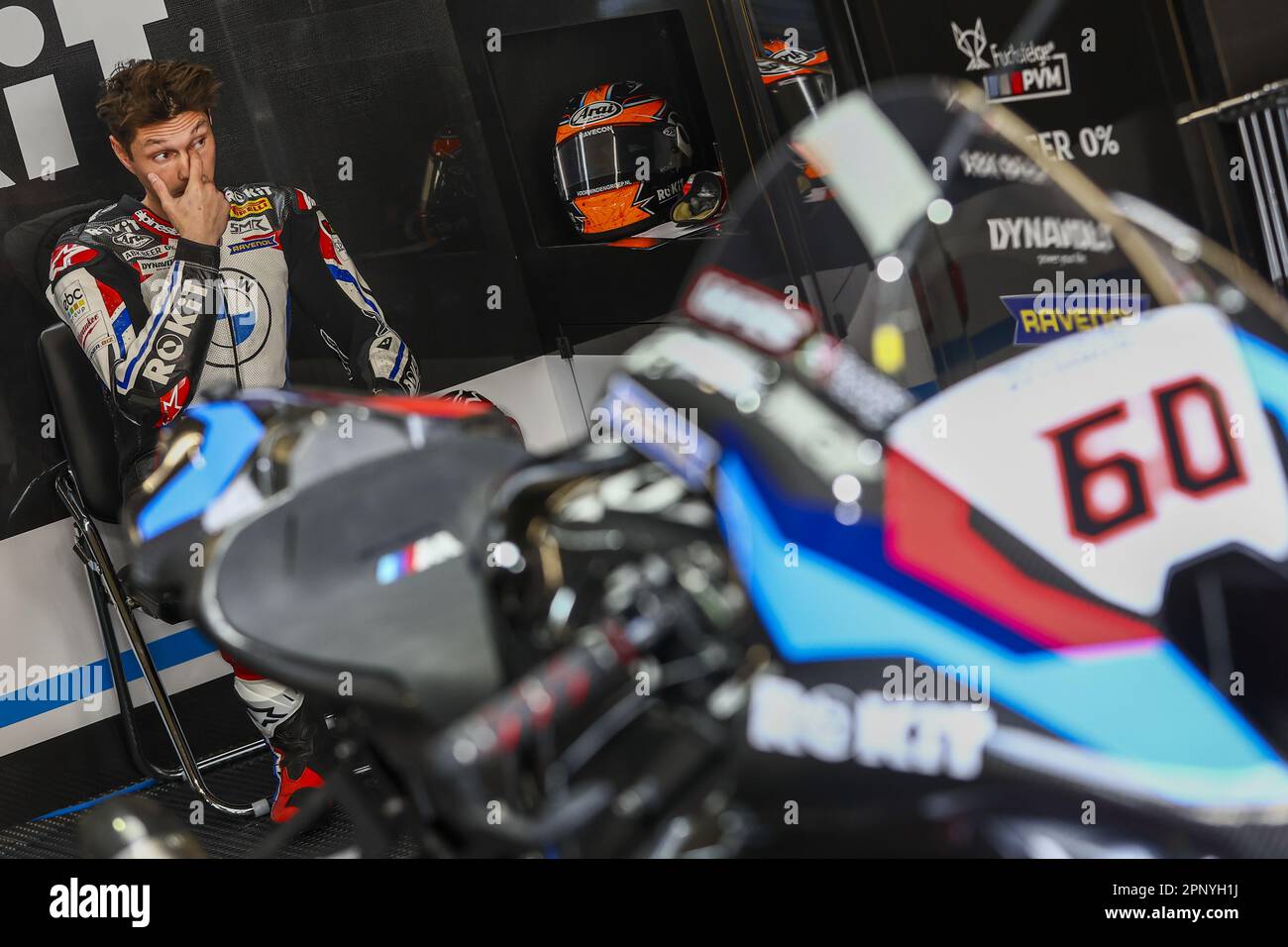 ASSEN - Michael van der Mark (NED) in the pit box during free practice ...