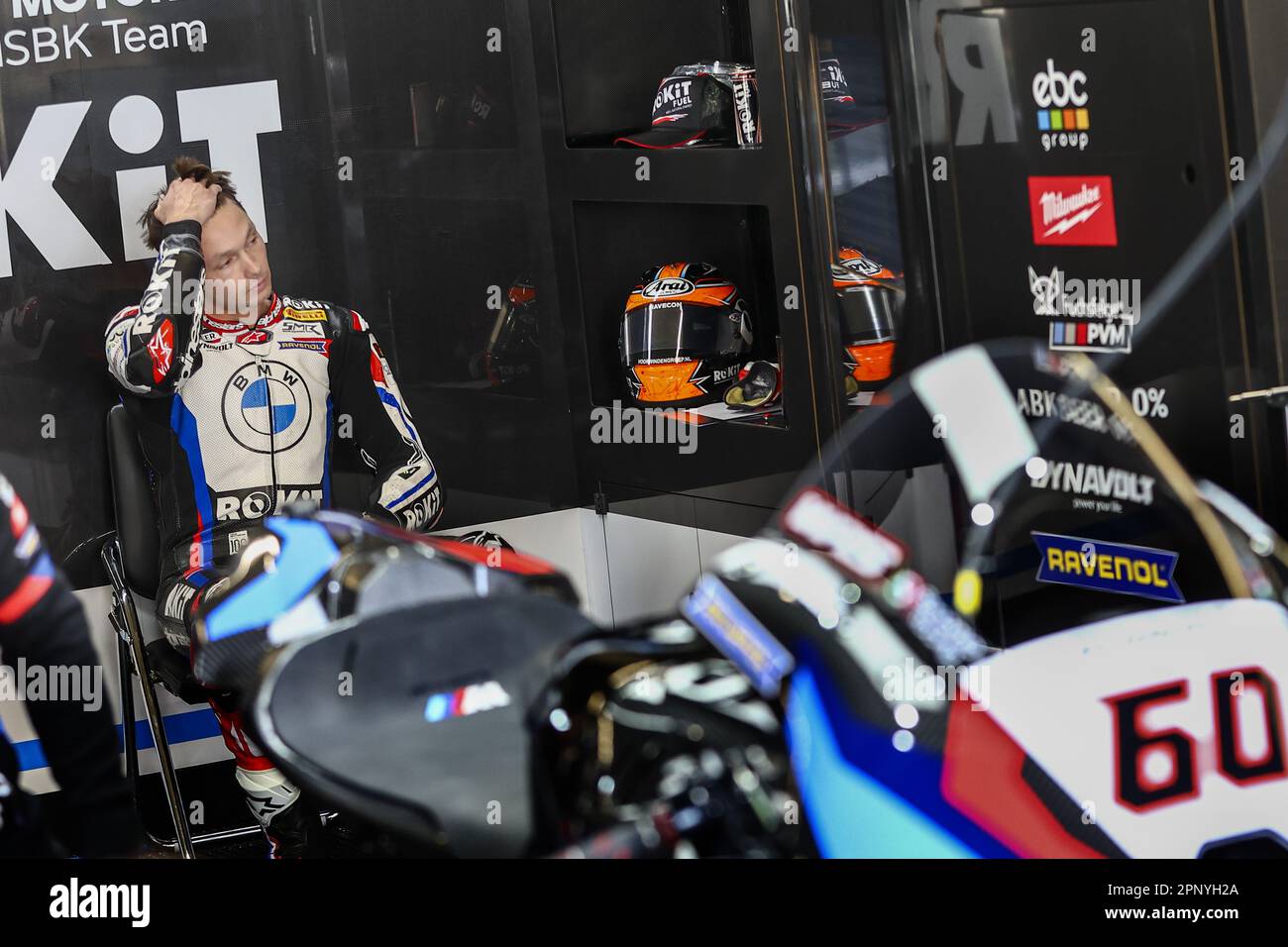 ASSEN - Michael van der Mark (NED) in the pit box during free practice ...