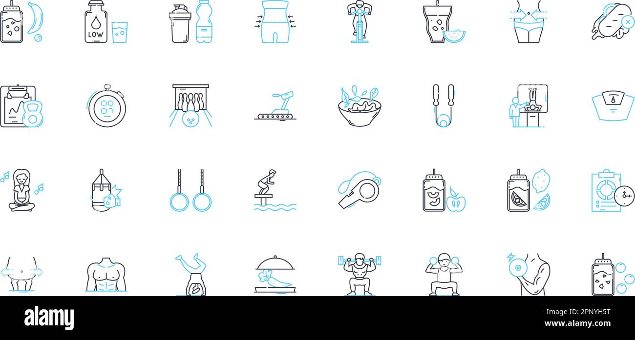Swim laps linear icons set. Endurance, Stroke, Pool, Fitness, Exercise ...