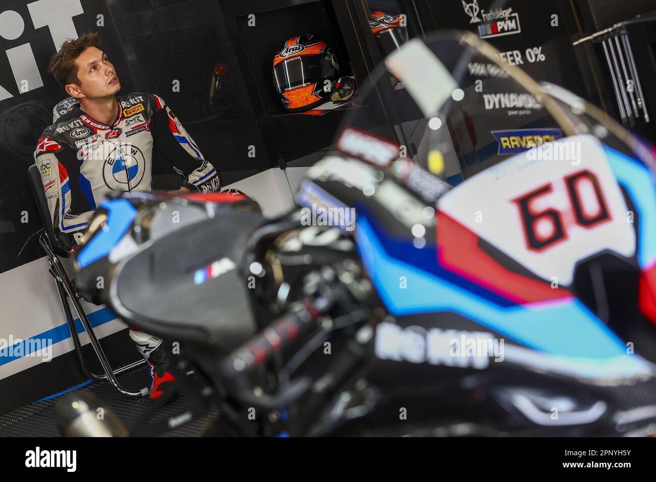 ASSEN - Michael van der Mark (NED) in the pit box during free practice ...