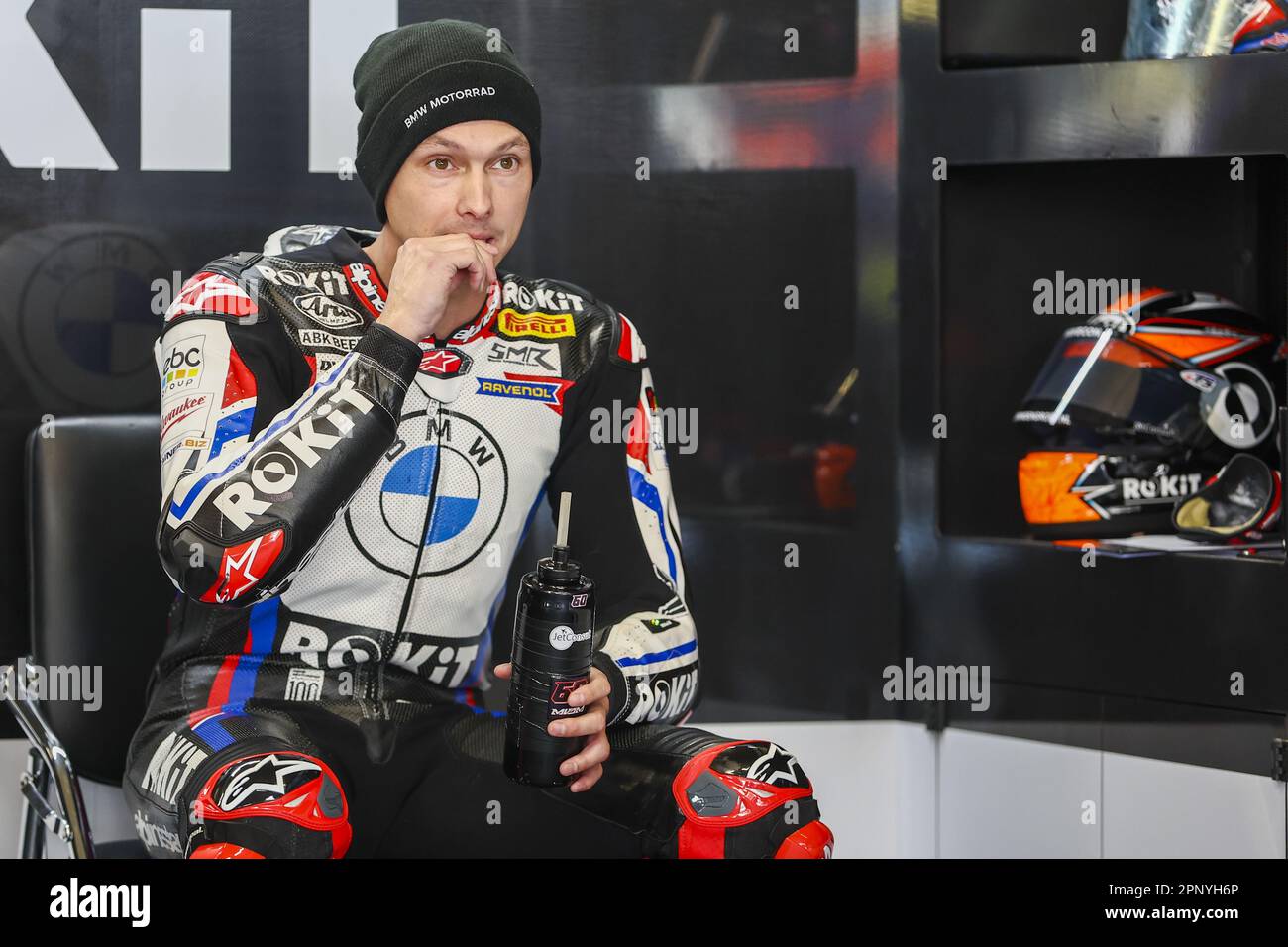 ASSEN - Michael van der Mark (NED) in the pit box during free practice ...