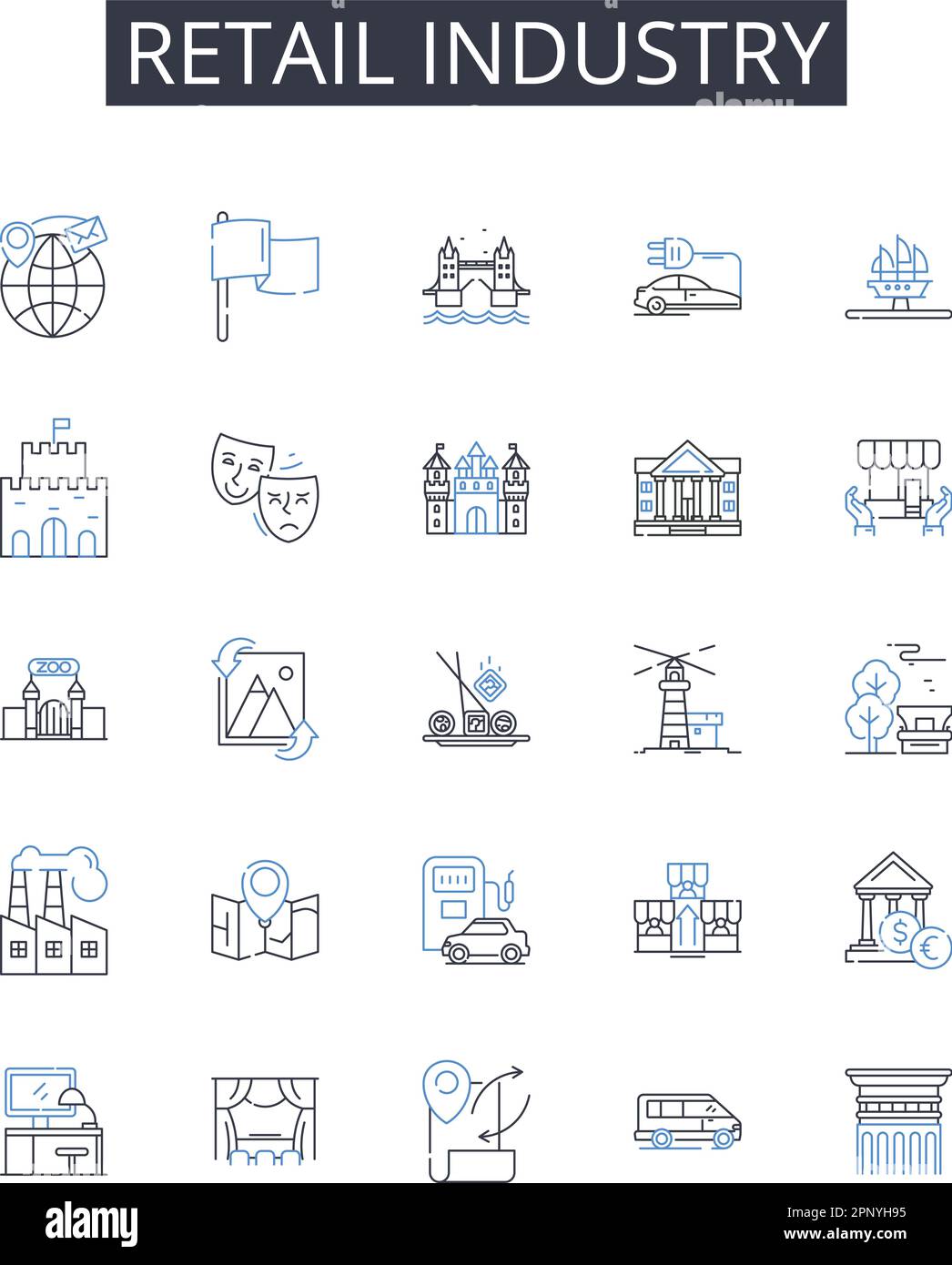 Retail industry line icons collection. Advertising business, Fashion ...