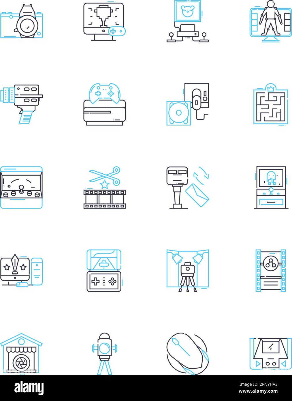 Content creation linear icons set. Blogging, Writing, Social media ...