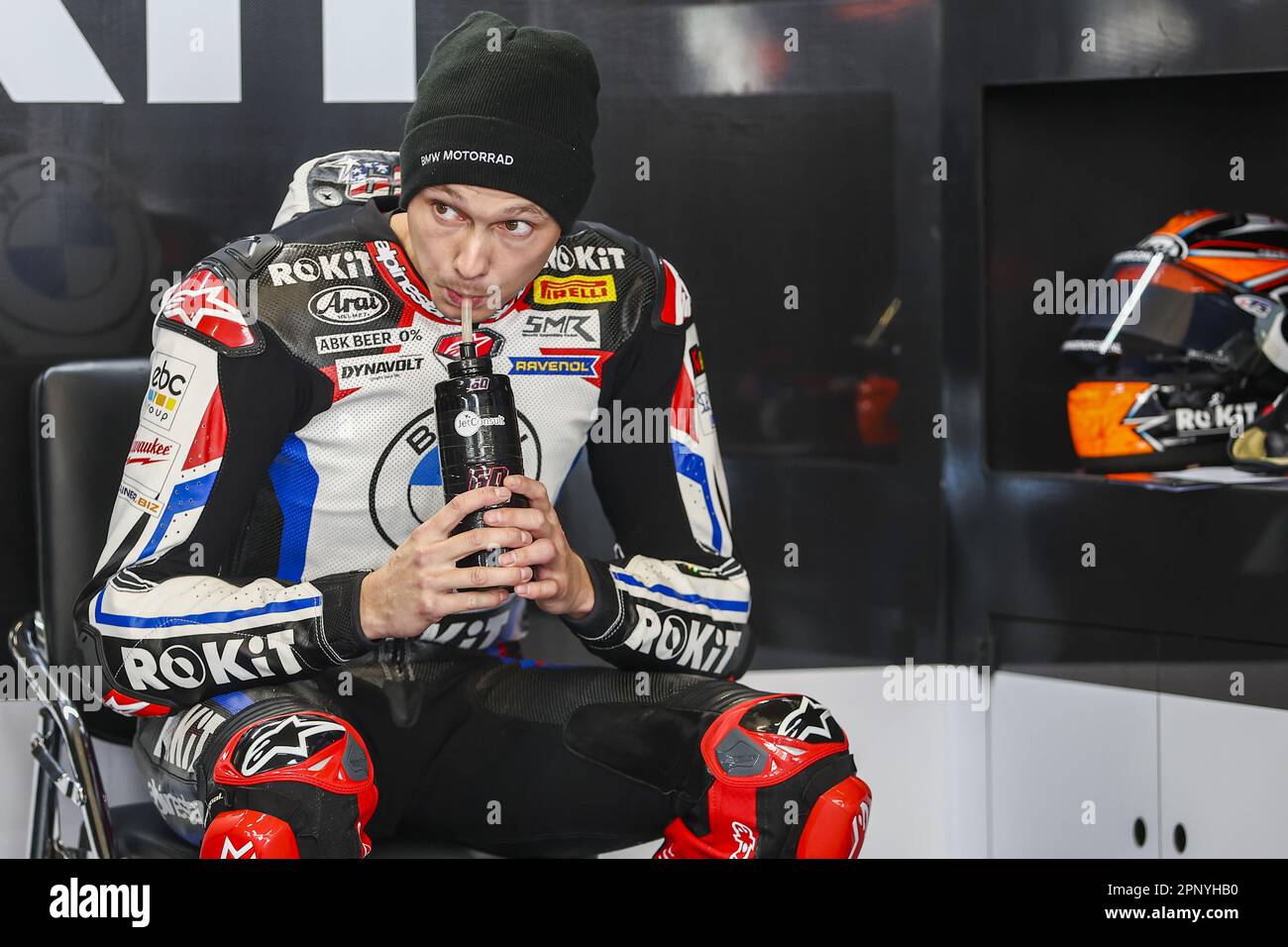 ASSEN - Michael van der Mark (NED) in the pit box during free practice ...