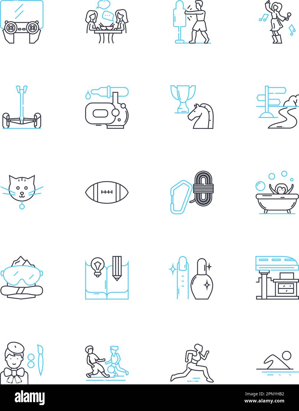 Water park linear icons set. Splash, Thrills, Slide, Waves, Aquatic ...
