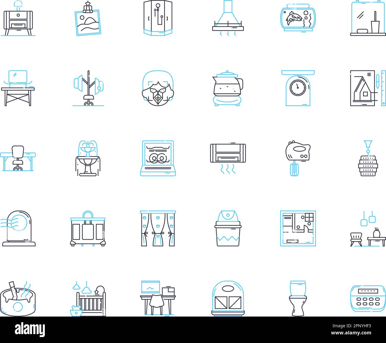 Interior design boutique linear icons set. Aesthetics, Unique ...