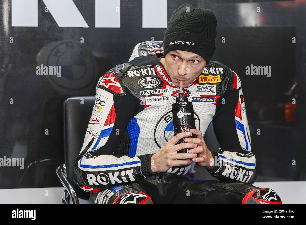 ASSEN - Michael van der Mark (NED) in the pit box during free practice ...
