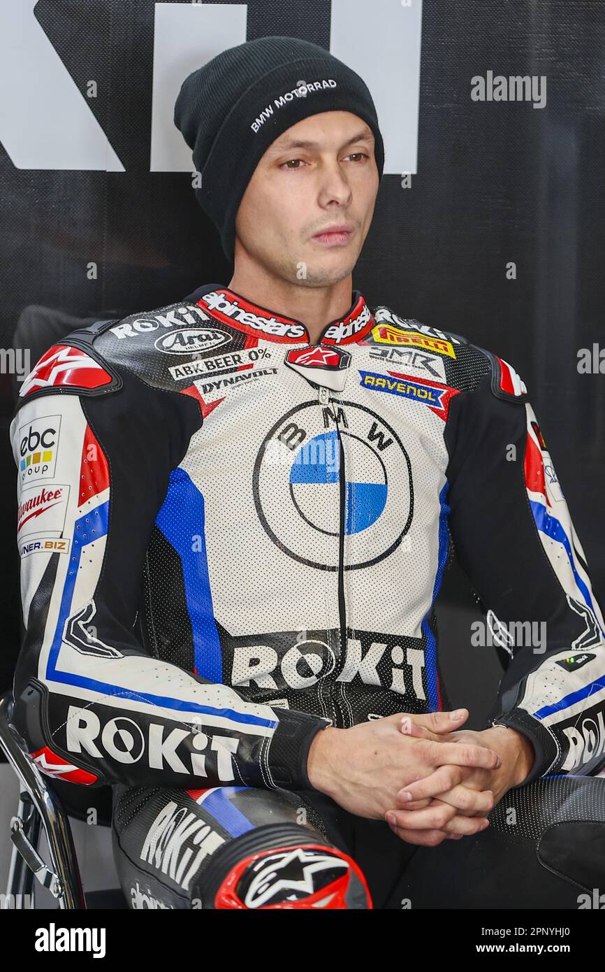 ASSEN - Michael van der Mark (NED) in the pit box during free practice ...