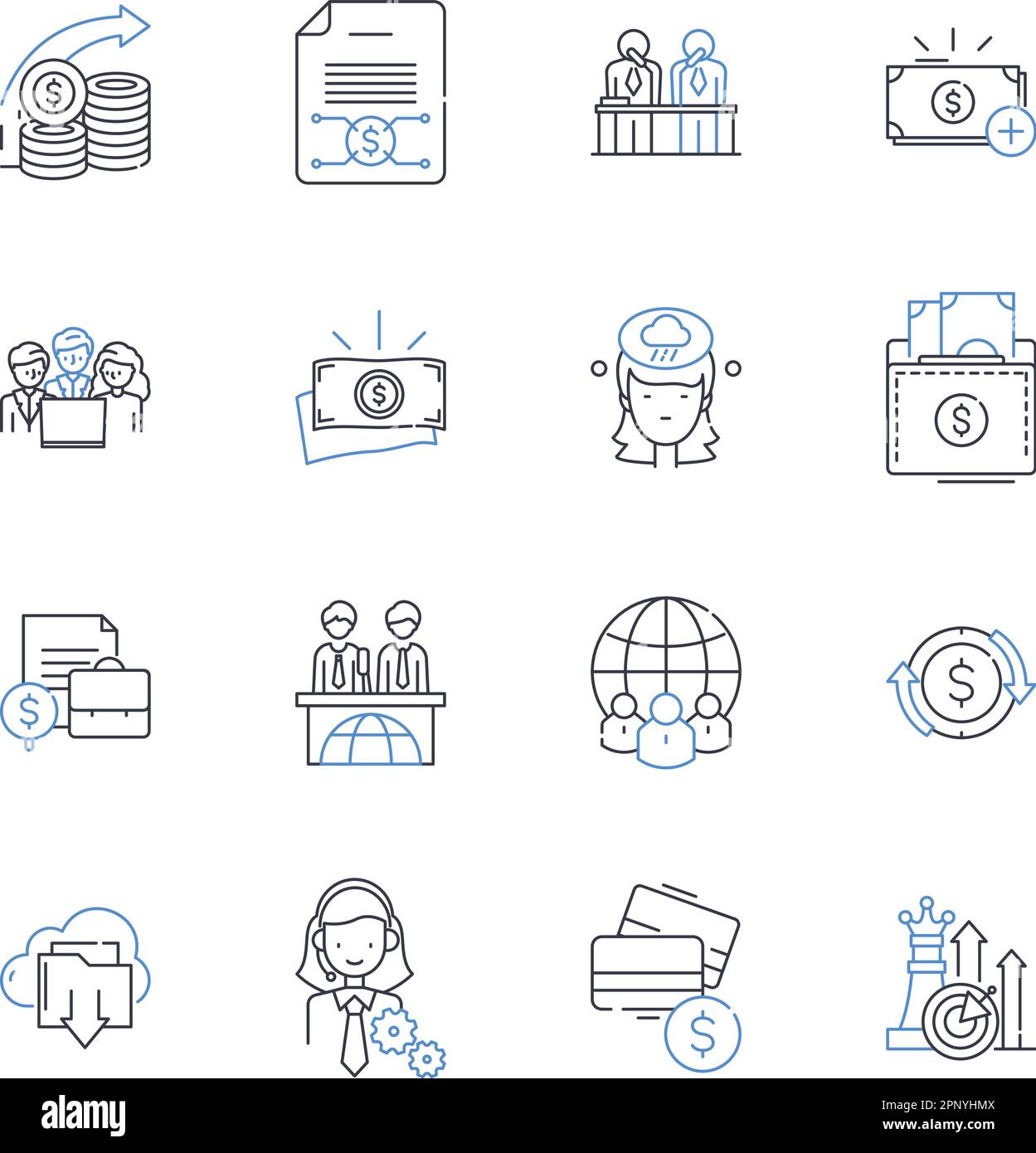 Resource Allocation Line Icons Collection Optimization Distribution