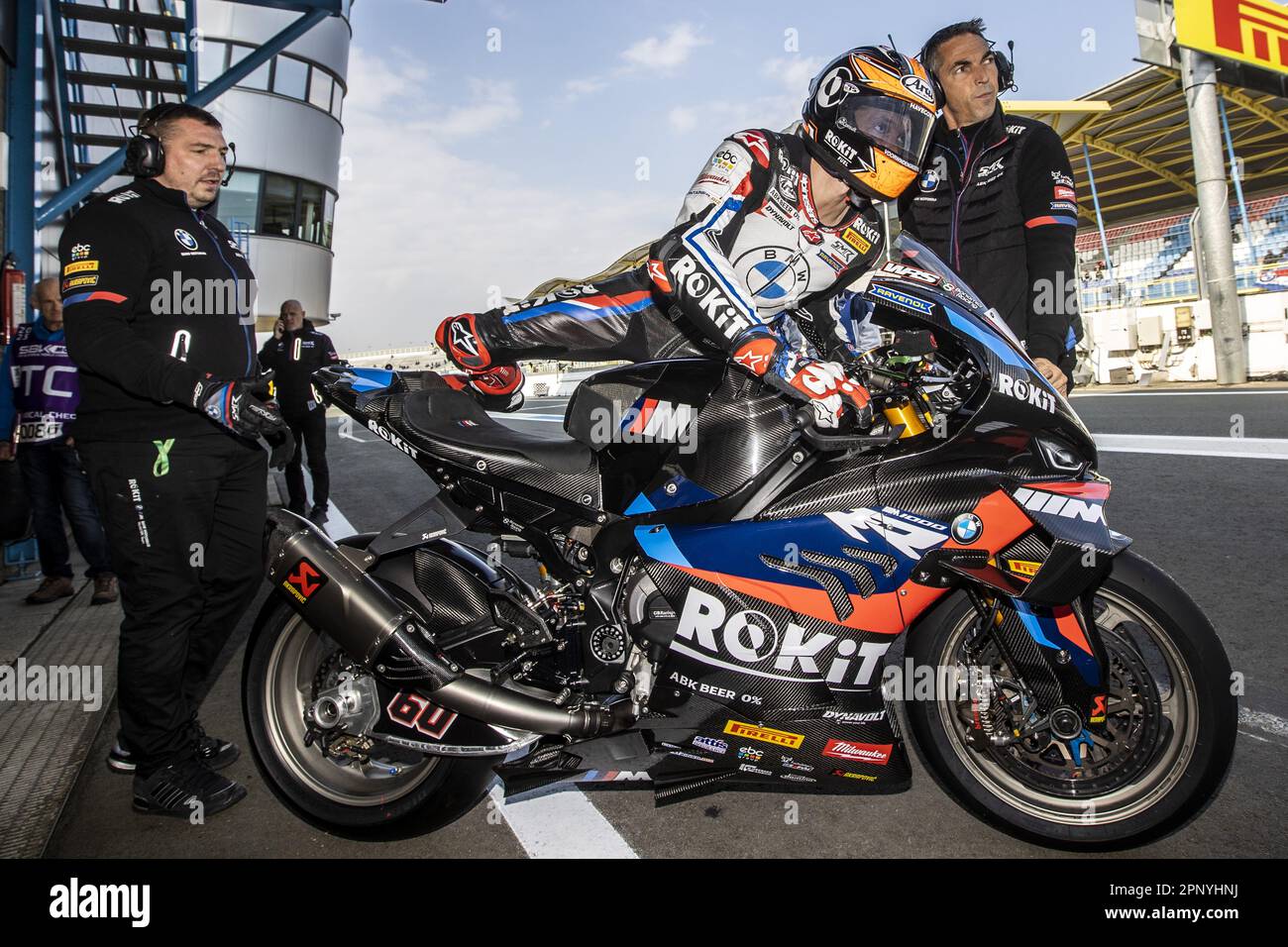 ASSEN - Michael van der Mark (NED) gets on his BMW during free practice ...