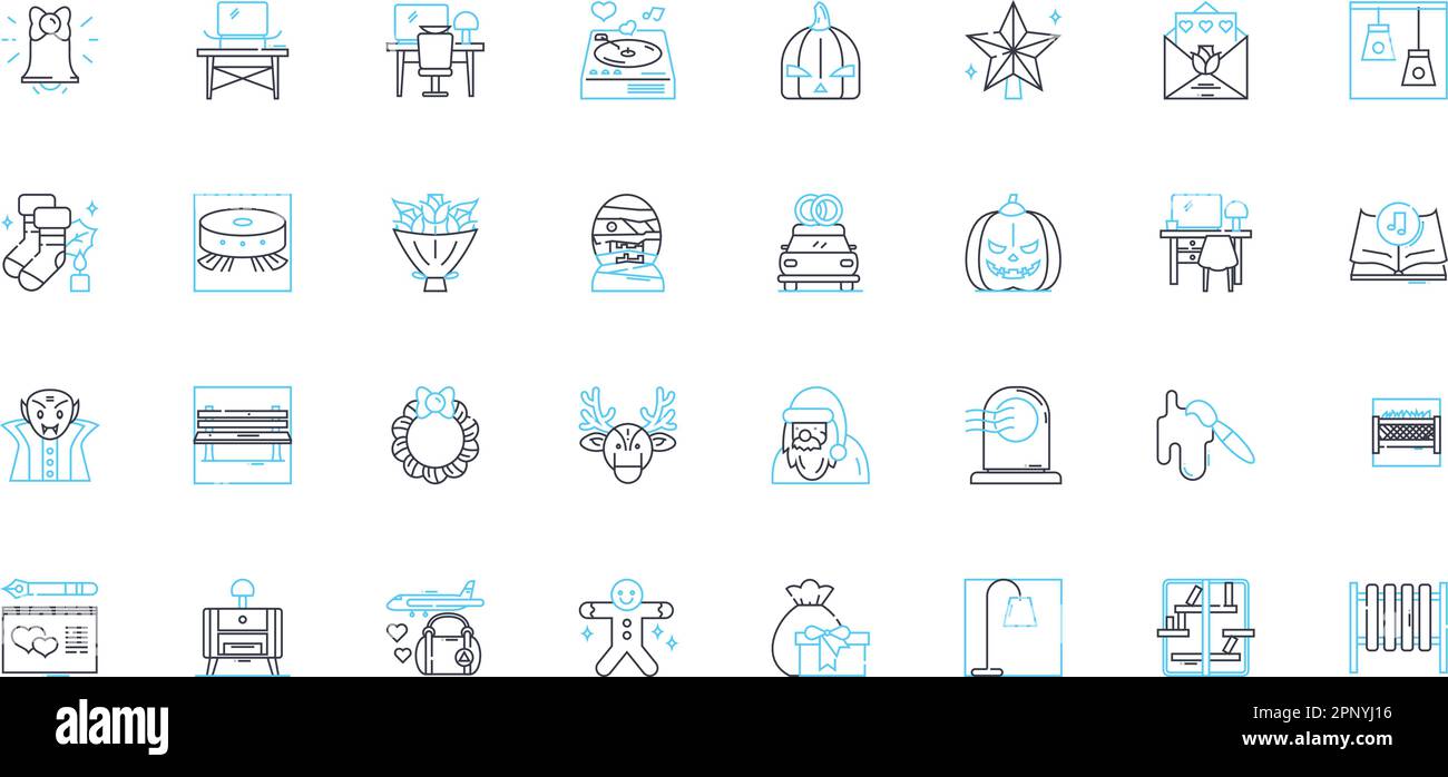 Embellishing linear icons set. Adorn, Decorate, Ornament, Enhance ...