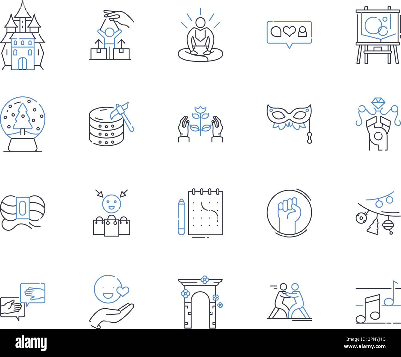 Hobbies line icons collection. Crafting, Painting, Knitting, Sewing ...