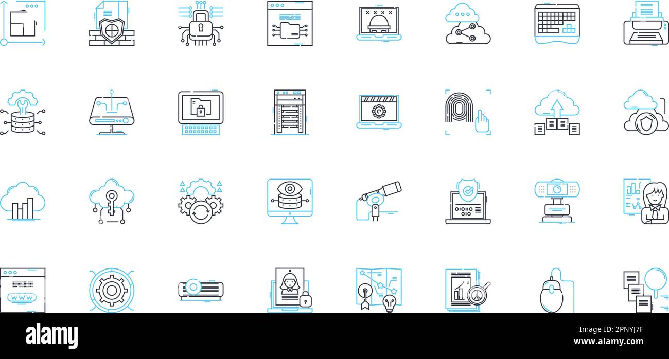 Data Management Linear Icons Set Organization Storage Retrieval