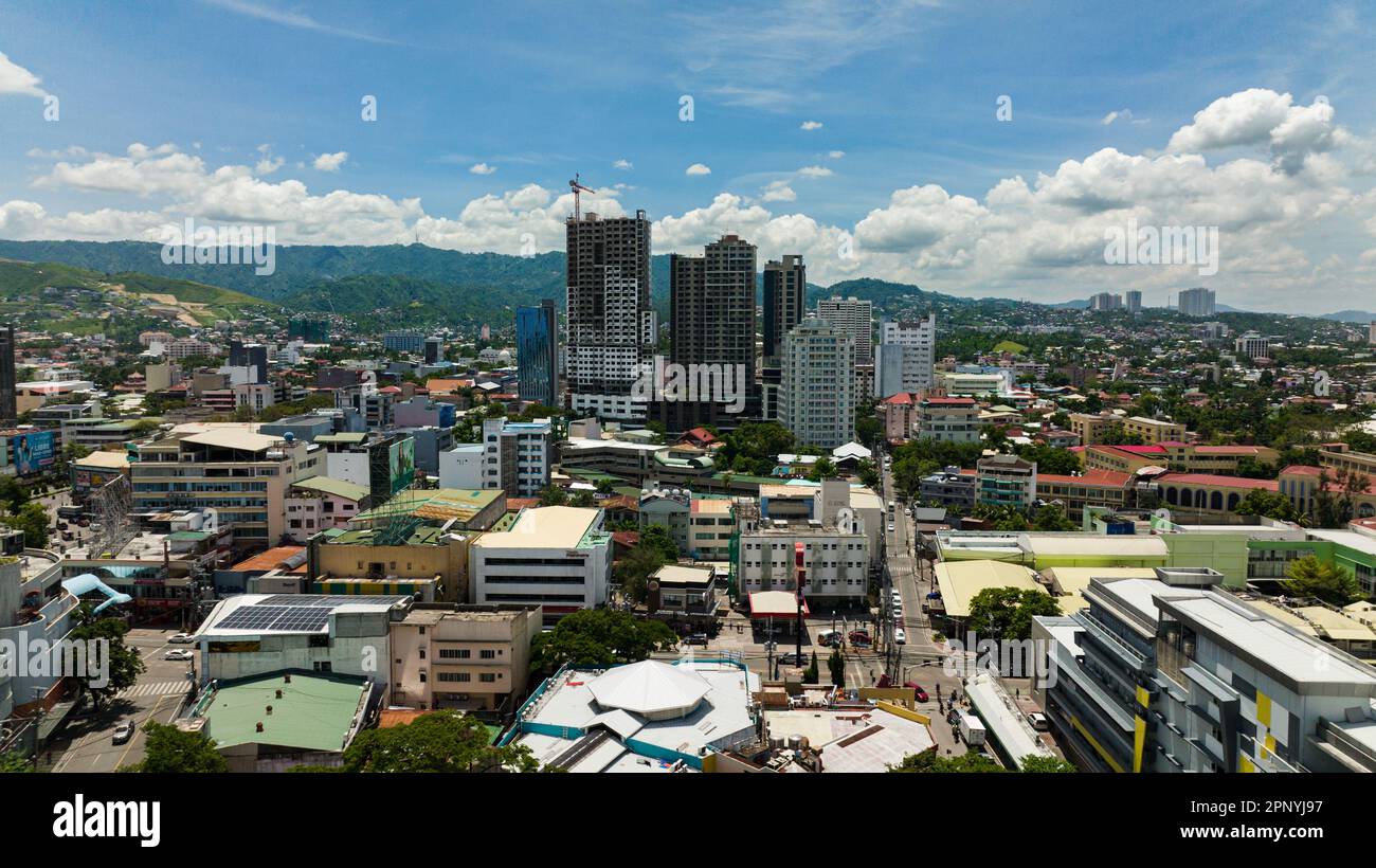Streets and buildings of Cebu city top view. Cityscape. Philippines ...
