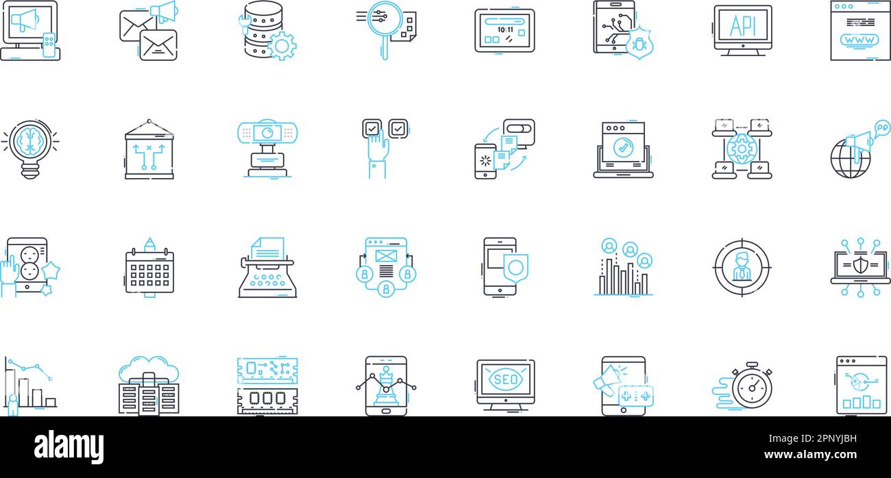 Consumer marketing linear icons set. Engagement, Branding, Advertising ...