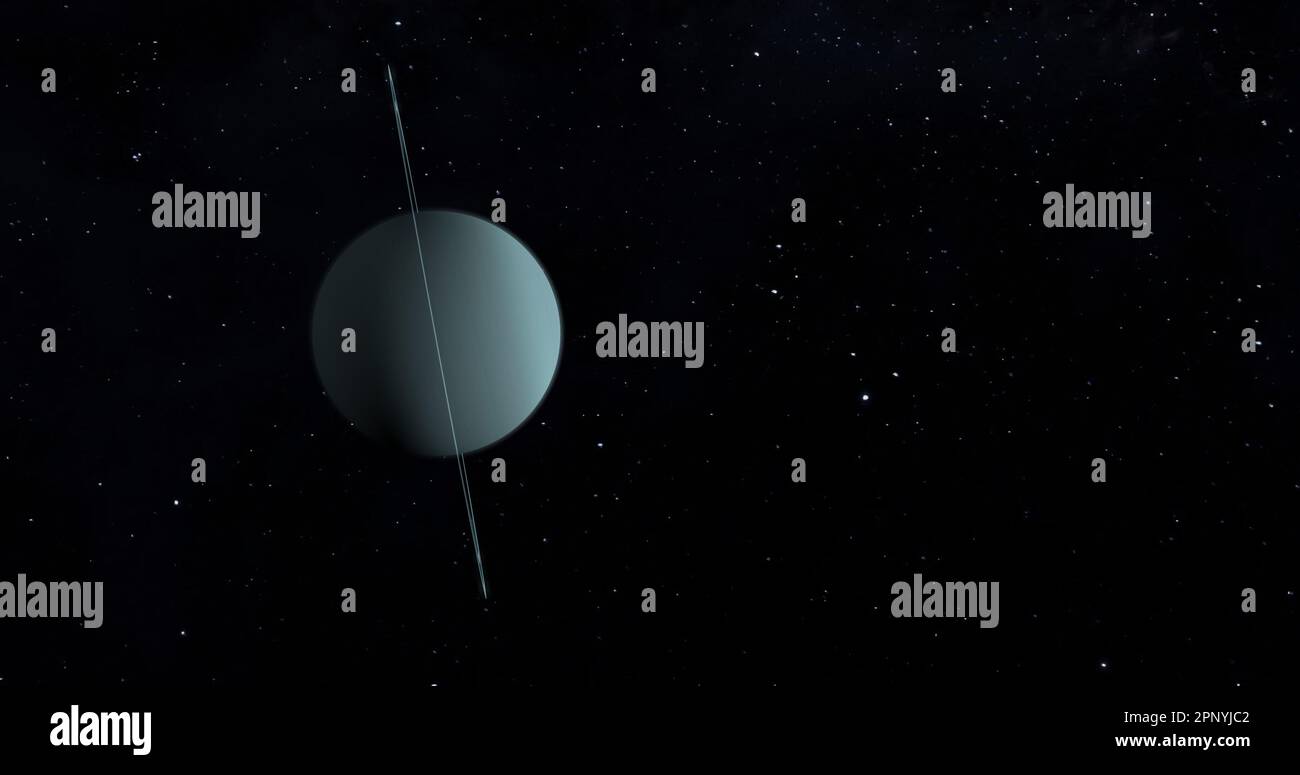 View to planet Uranus from space. Uranus - ice giant planet, thirteen ...