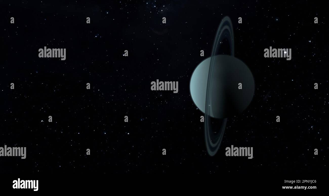 View to planet Uranus from space. Uranus - ice giant planet, thirteen ...