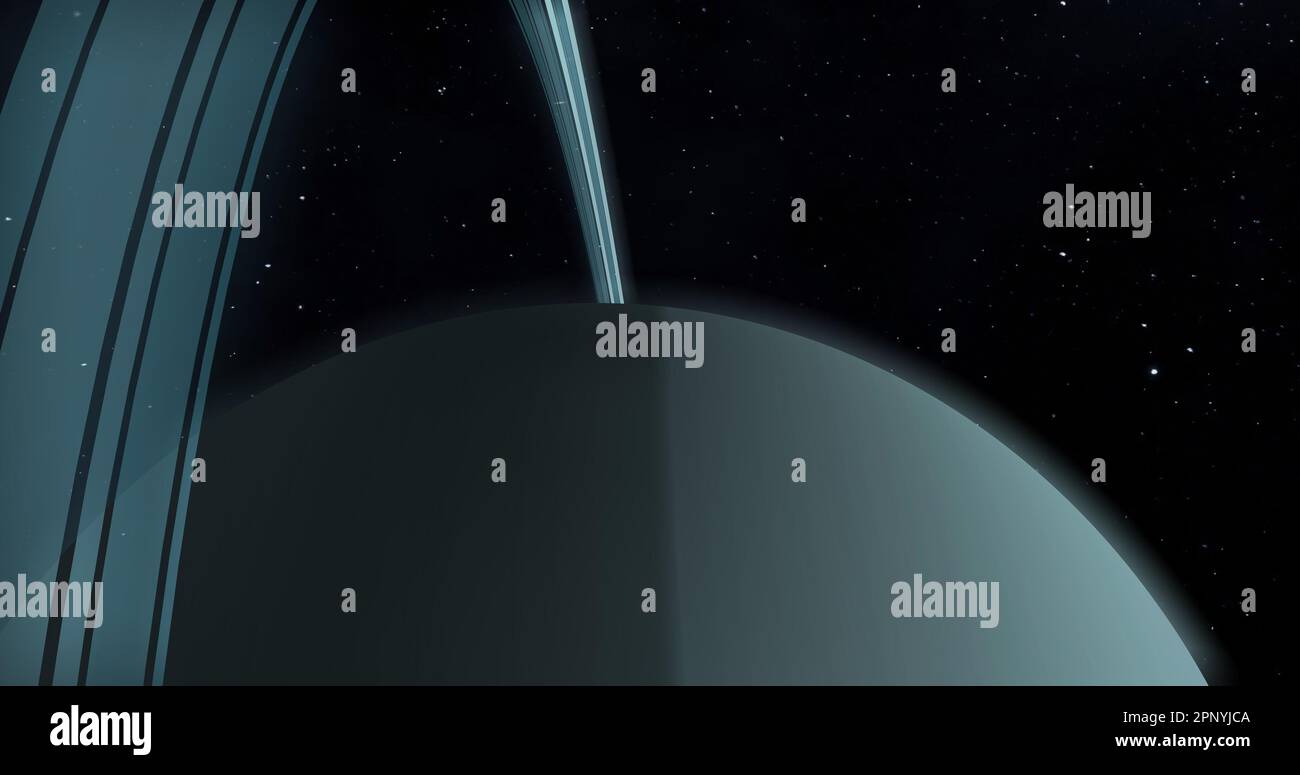 View to planet Uranus from space. Uranus - ice giant planet, thirteen ...