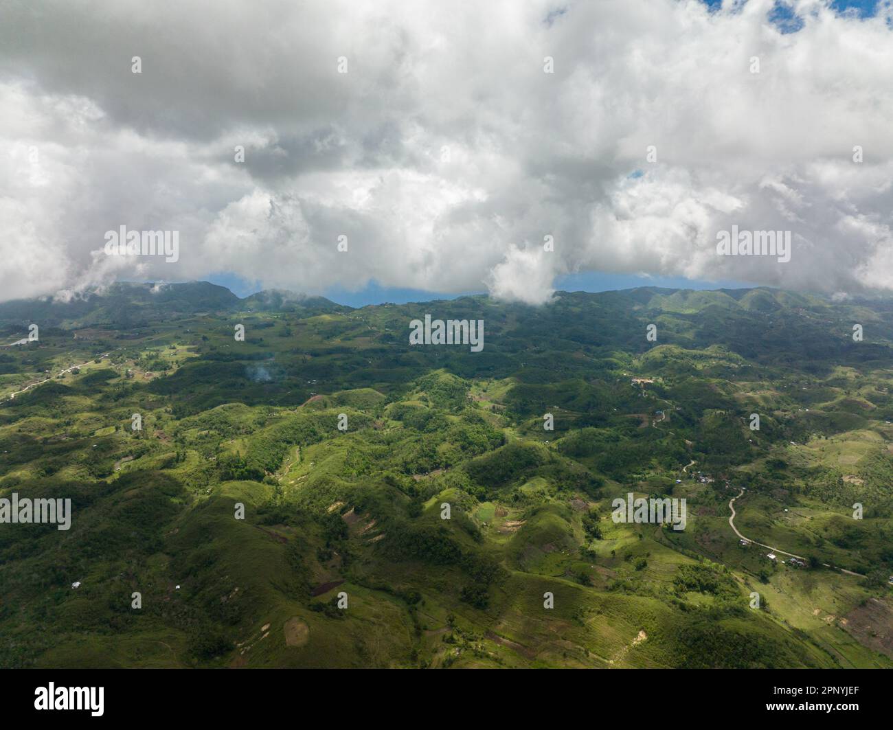 Countryside with agricultural land in the mountains. Libo hills. Cebu ...