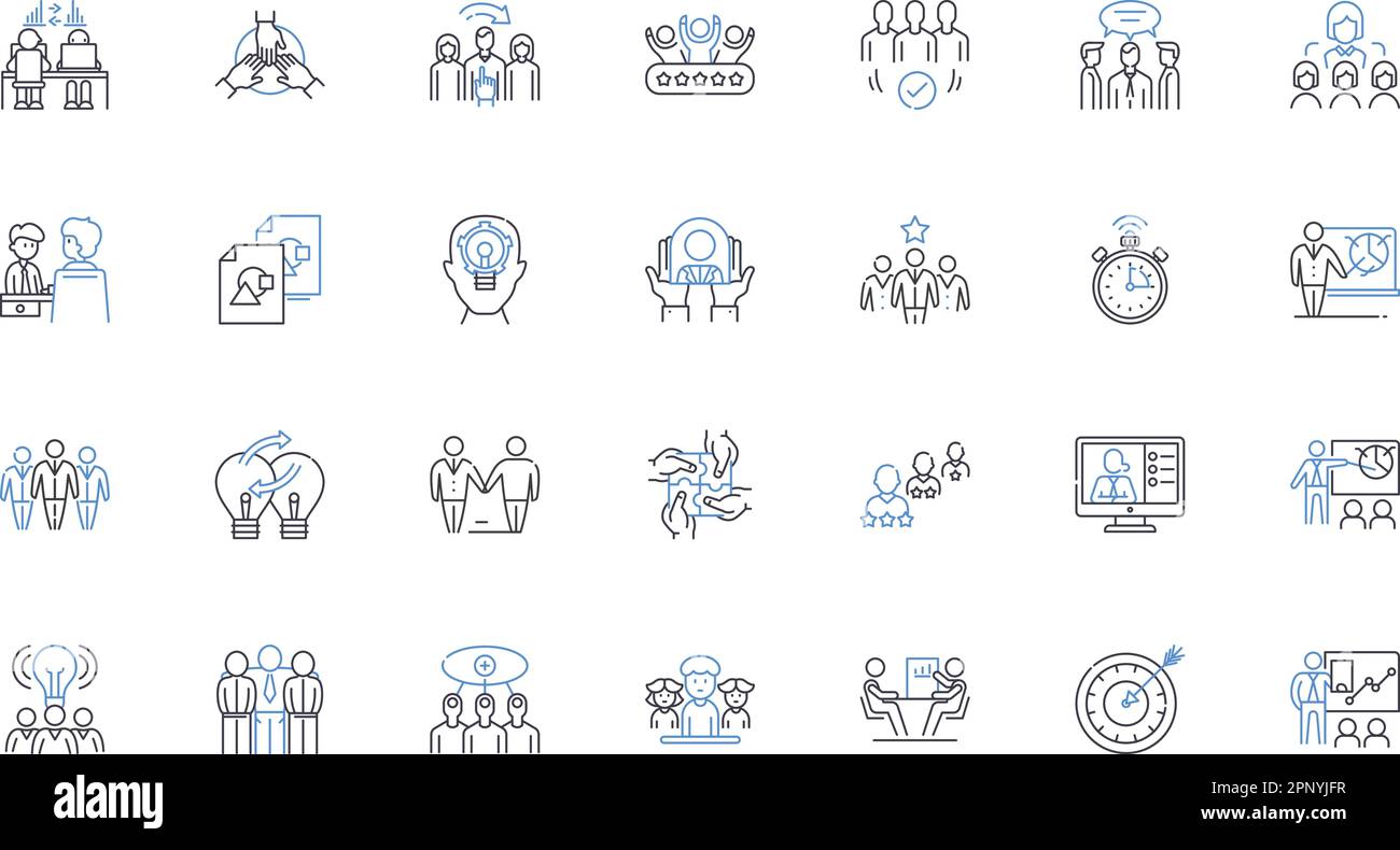 Productivity seminar line icons collection. Efficiency, Time-management, Focus, Prioritization ...