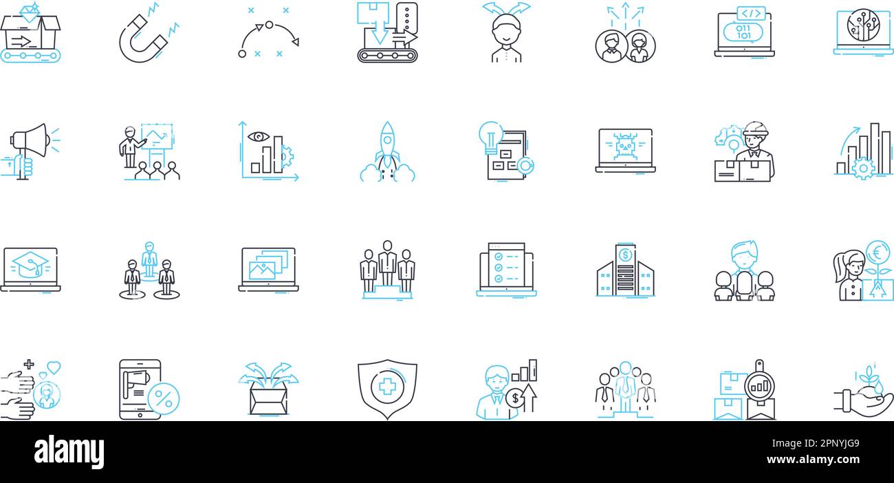 Company debut linear icons set. Introduction, Premiere, Launch ... Company debut linear icons set. Introduction, Premiere, Launch ...