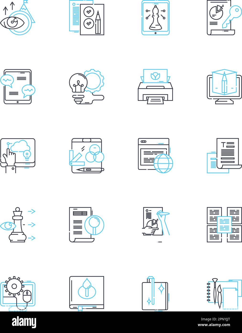 Social ads linear icons set. Targeting, Engagement, Conversion, Clicks ...