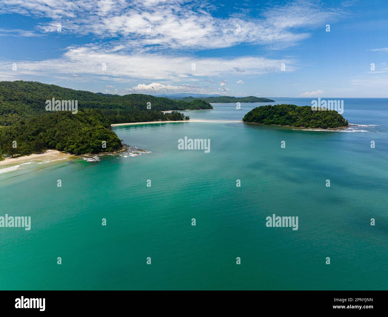 Aerial view of tropical beach with crystal clear water in the tropics ...