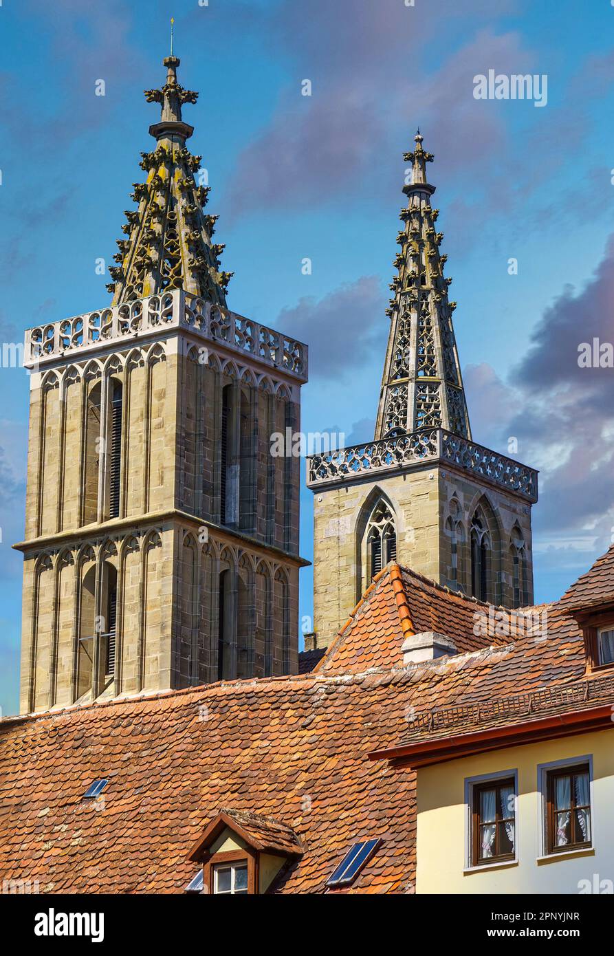 Church towers of St. Jakob in Rothenburg ob der Tauber Stock Photo - Alamy