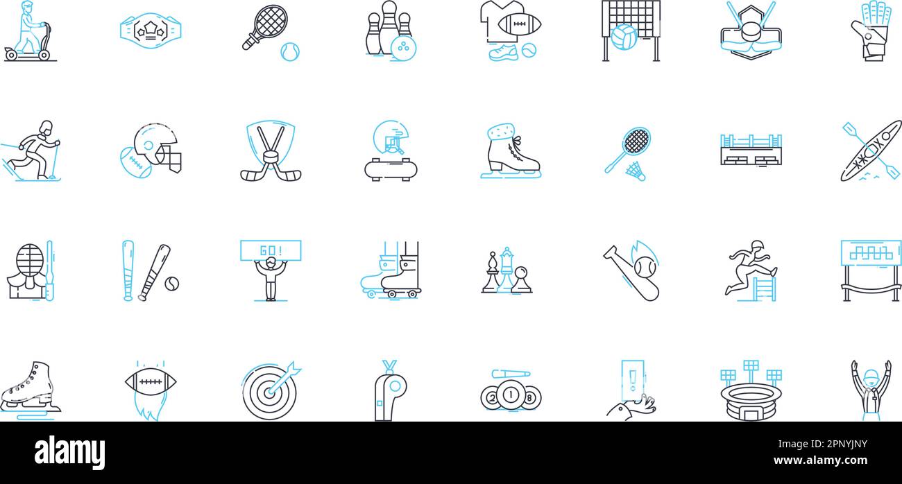 Competitions linear icons set. Challenge, Race, Contest, Game, Event ...