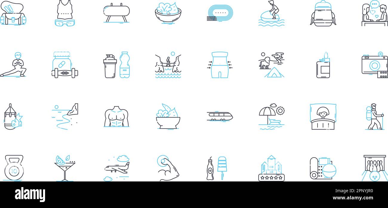 Trade show linear icons set. Exhibitors, Booths, Nerking, Displays ...