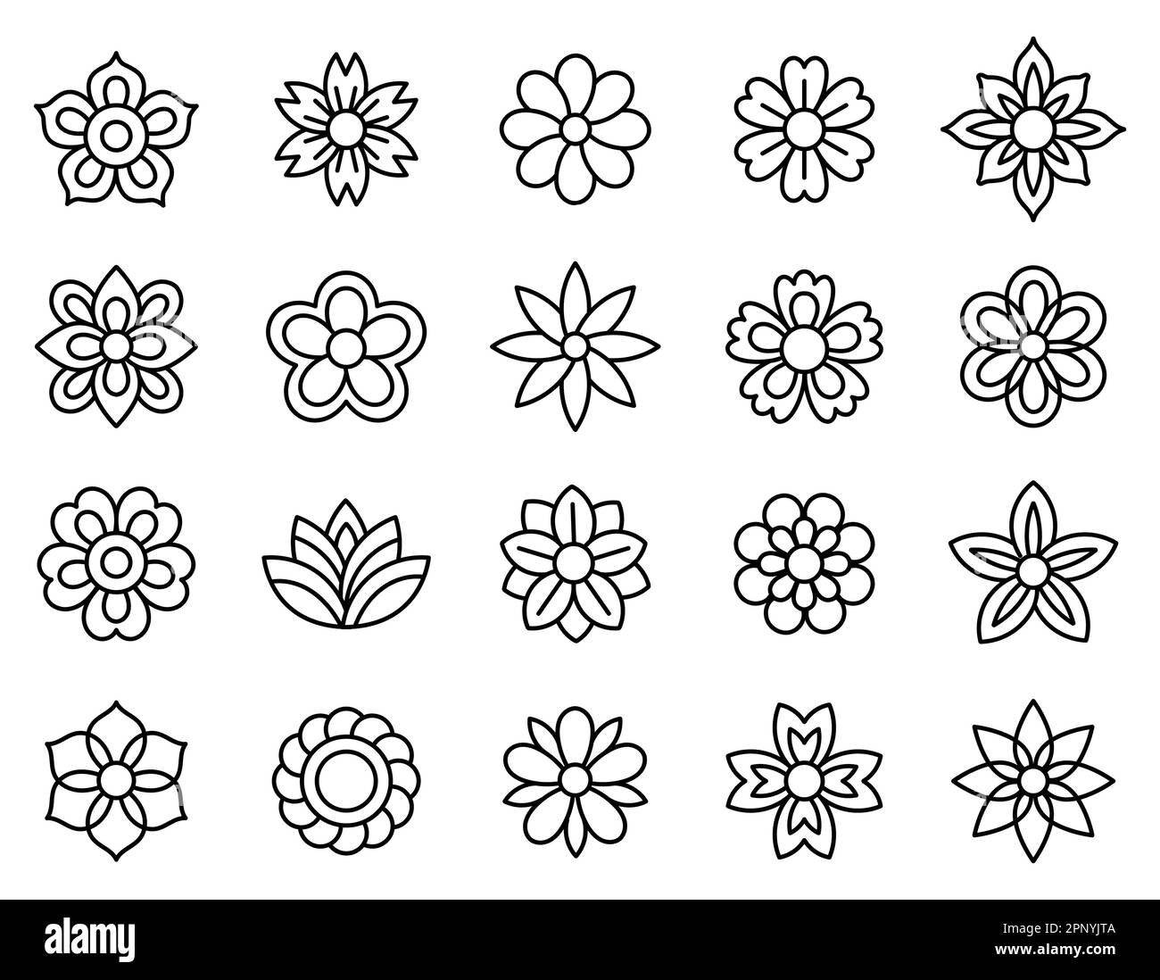 Floral linear icons Stock Vector Image & Art - Alamy