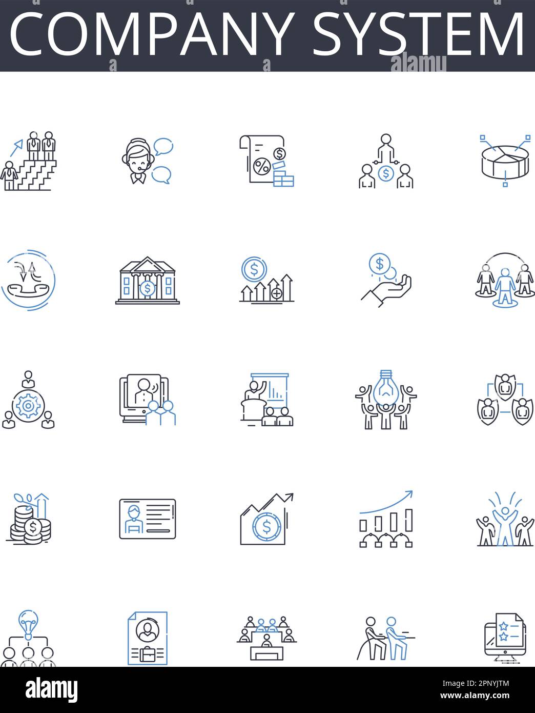 Company System Line Icons Collection Business Structure Corporation Framework Enterprise