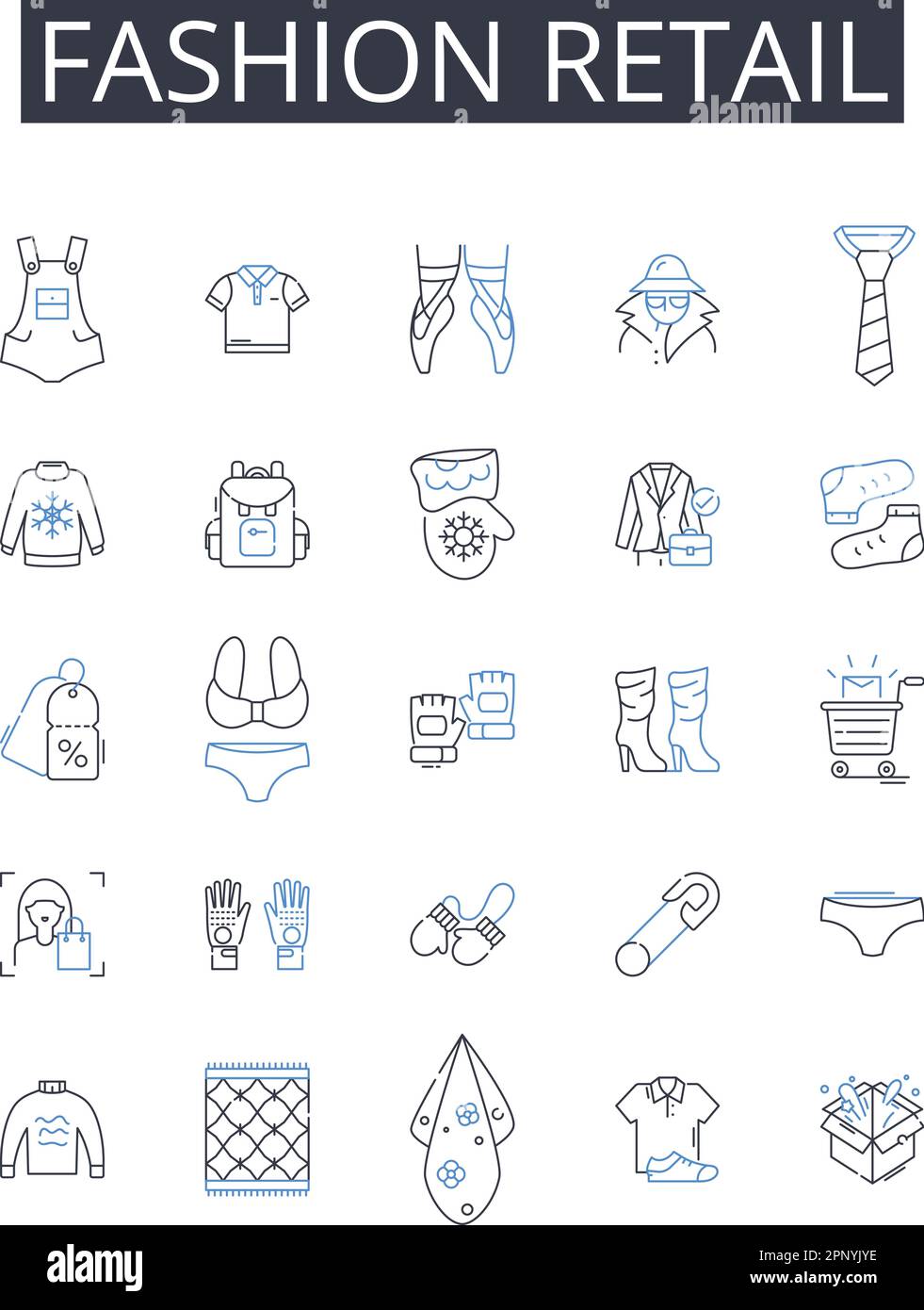 Fashion retail line icons collection. Experience, Internship, Placement ...