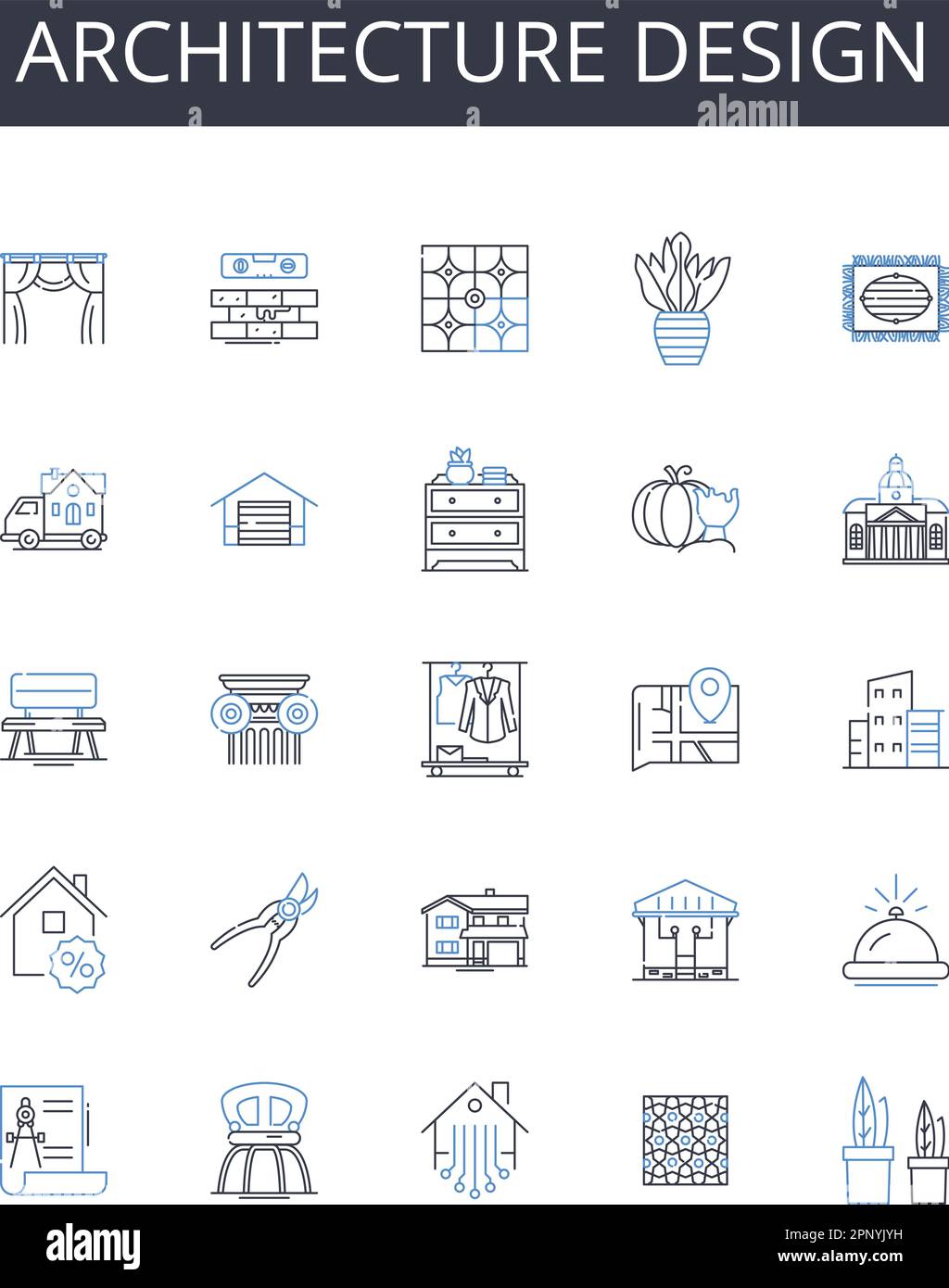 Architecture Design Line Icons Collection Building Design Structural