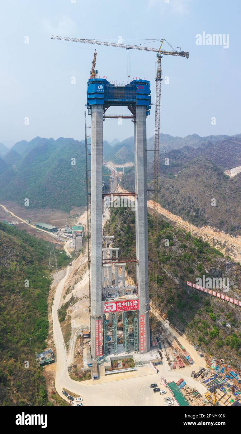 QIANXINAN, CHINA - APRIL 21, 2023 - Aerial photo shows Huajiang Canyon ...