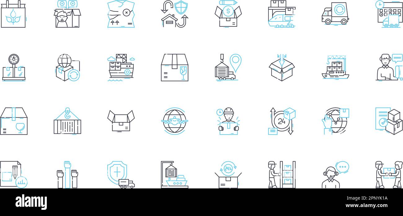 Transport services linear icons set. Carpooling, Commuting, Airport ...