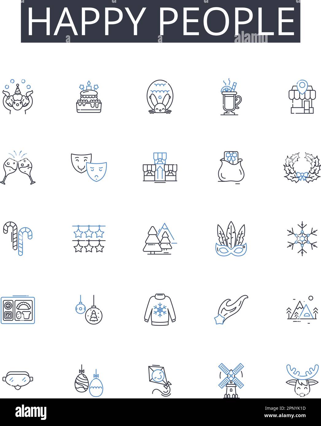 Happy people line icons collection. Assembly, Production, Engineering ... Happy people line icons collection. Assembly, Production, Engineering ...