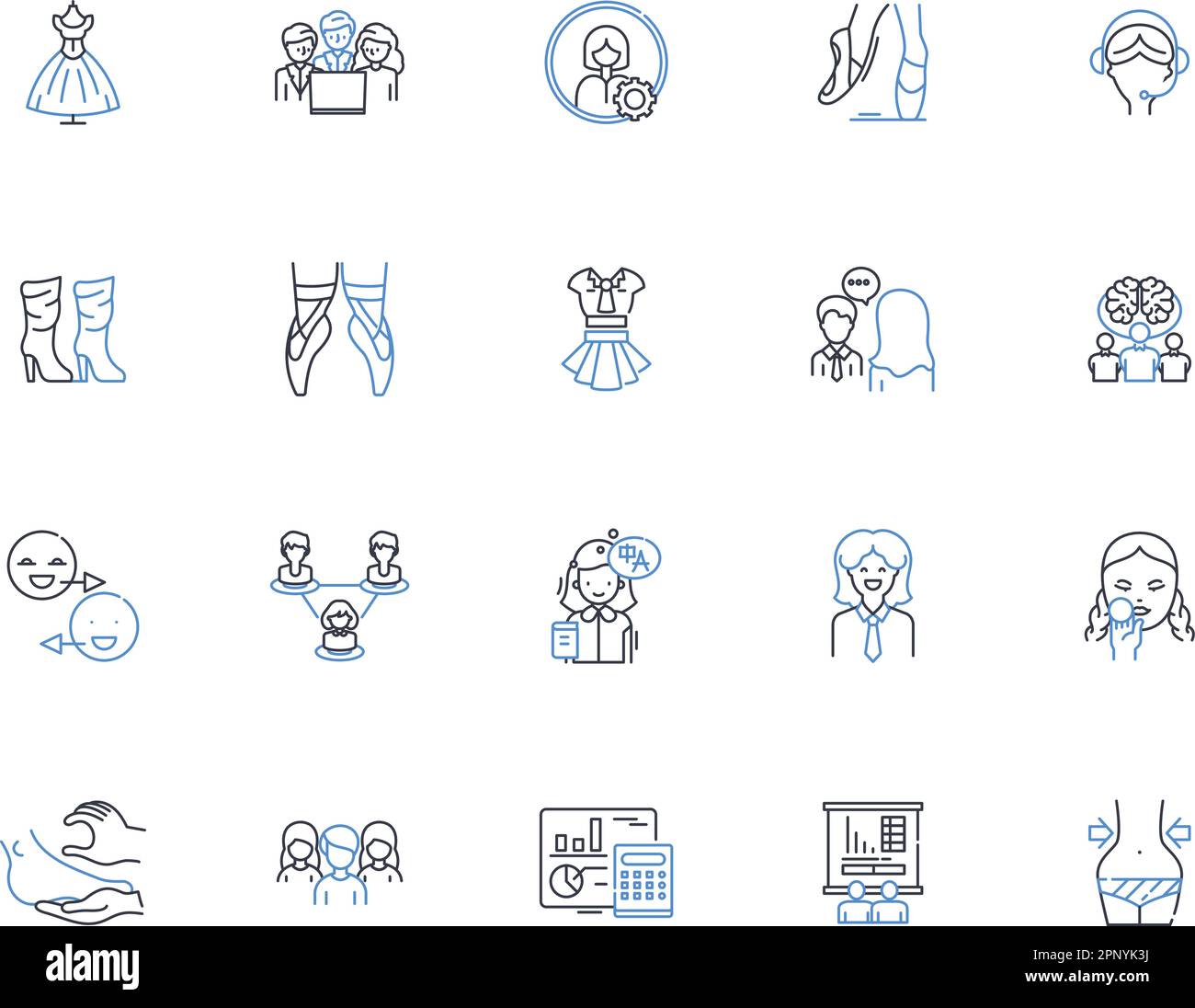 Feminine business line icons collection. Empowered, Graceful, Confident ...