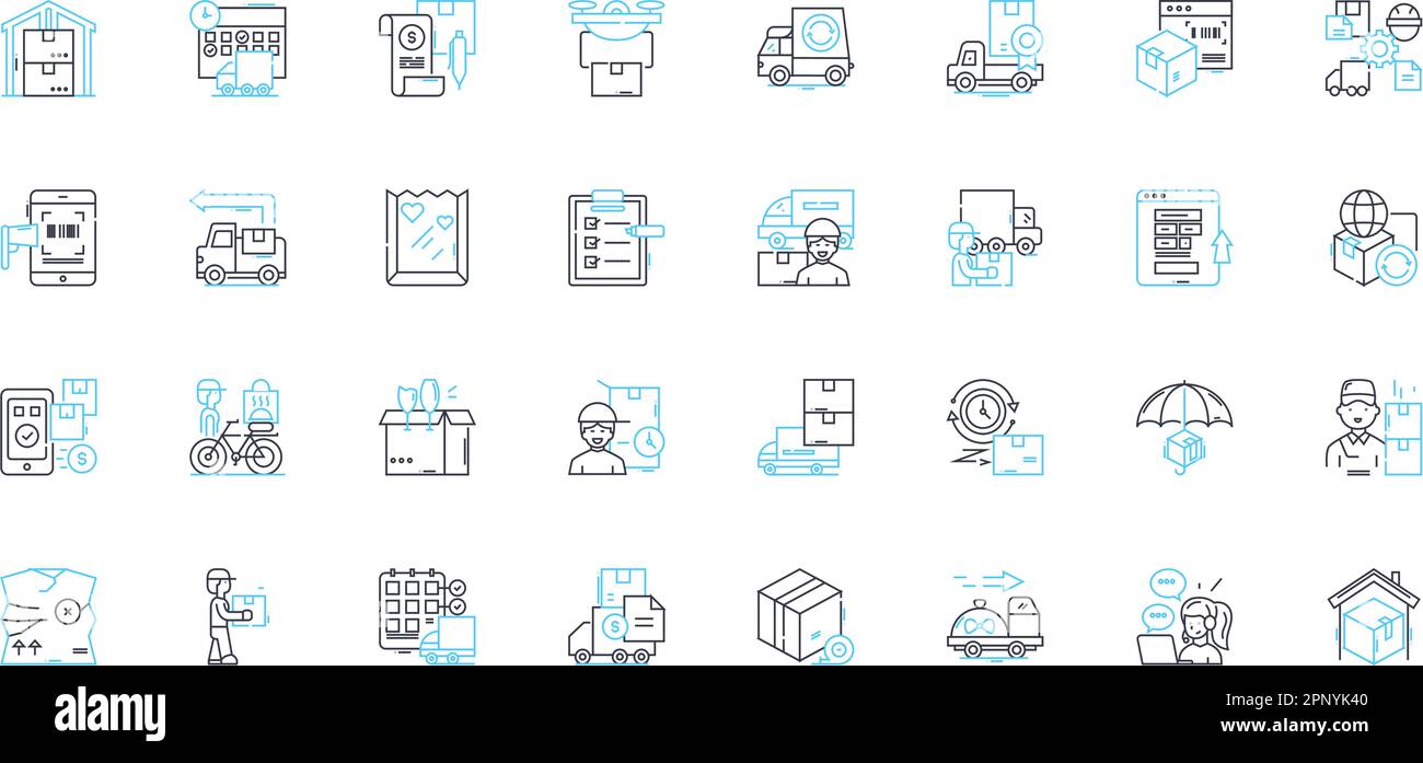 Transportation logistics linear icons set. Freight, Logistics, Shipping ...