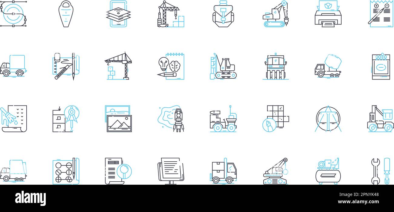 Industrial progress linear icons set. Automation, Innovation ... Industrial progress linear icons set. Automation, Innovation ...