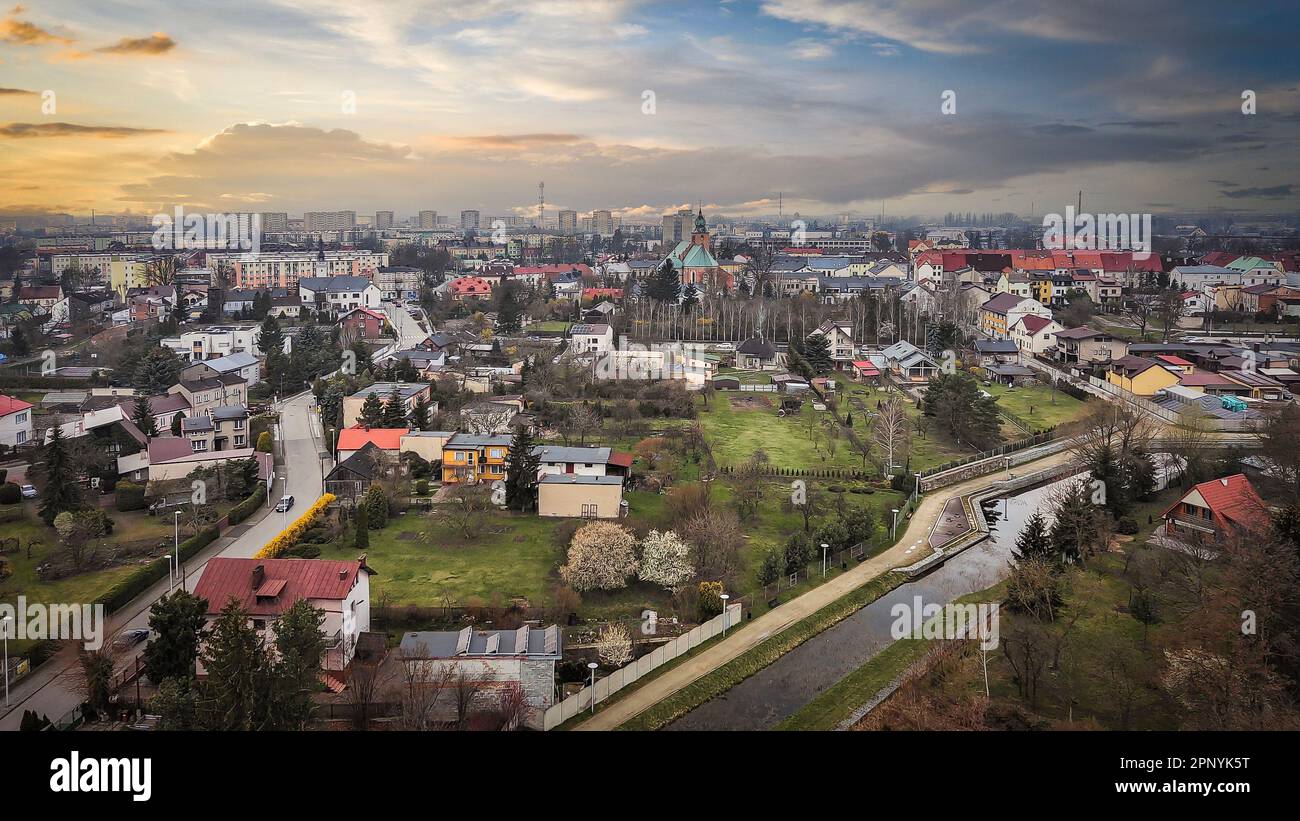 Open-air museum and castle hill in the city of Sieradz, Poland Stock ...