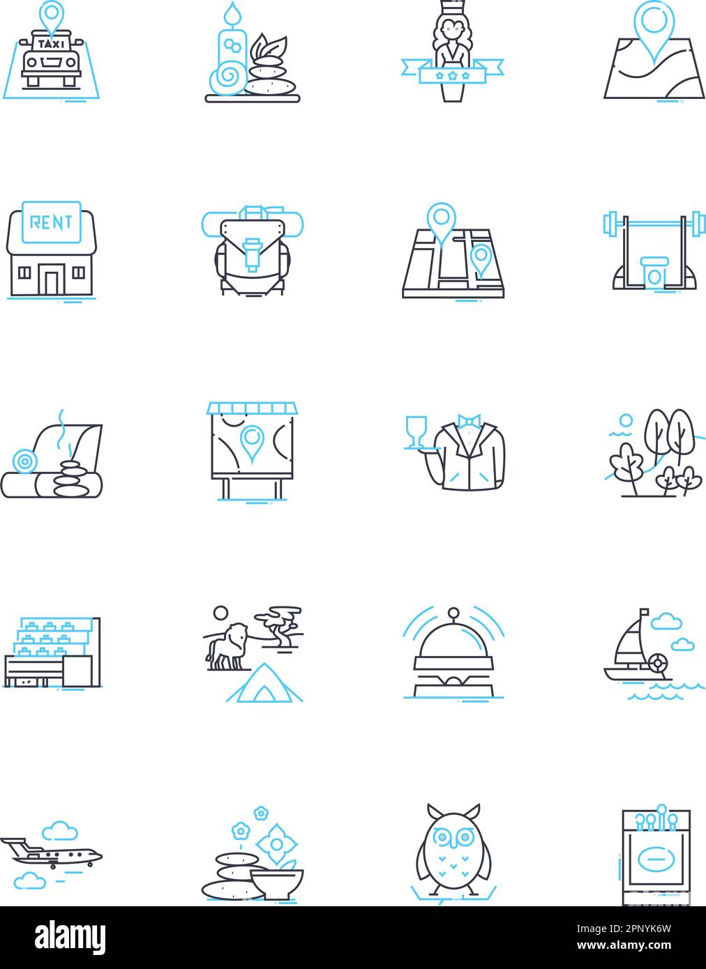 Corporate trips linear icons set. Business, Conference, Retreat, Team ...